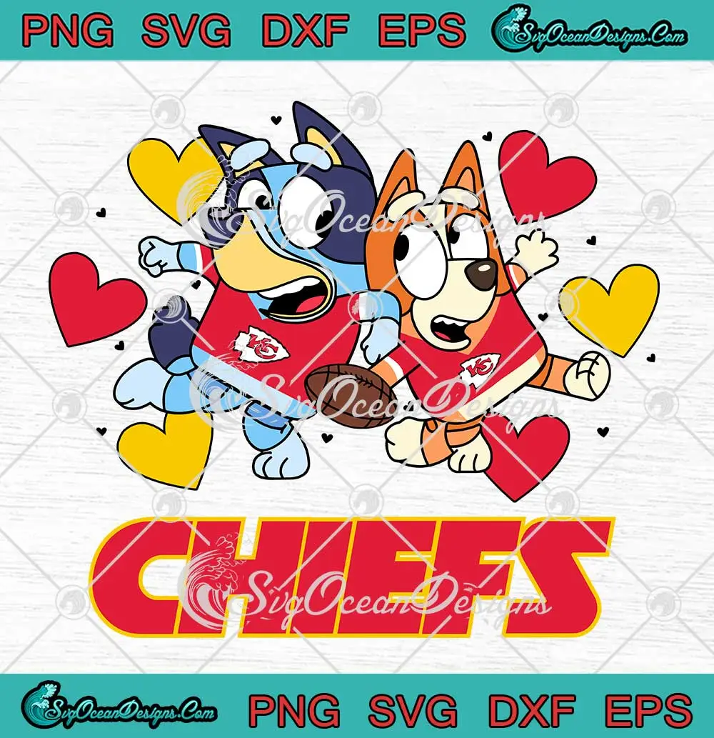 Bluey Kansas City Chiefs Hearts SVG - Bluey And Bingo Chiefs Football ...