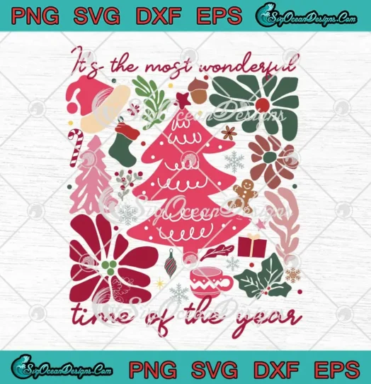 Boho Floral Christmas Season SVG - It's The Most Wonderful Time Of The ...