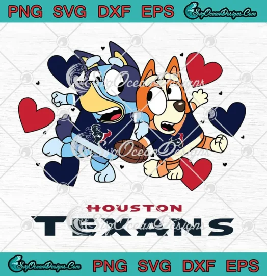 Houston Texans Bluey Hearts SVG - Bluey And Bingo Texans Football SVG ...
