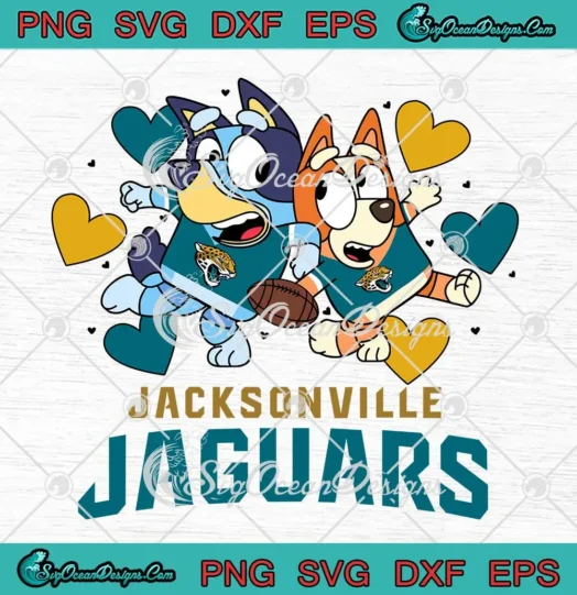 Jacksonville Jaguars Bluey Hearts SVG - Bluey And Bingo Jaguars ...