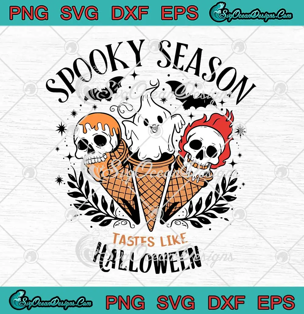Spooky Season Tastes Like Halloween SVG - Horror Ice Cream Cone SVG PNG ...