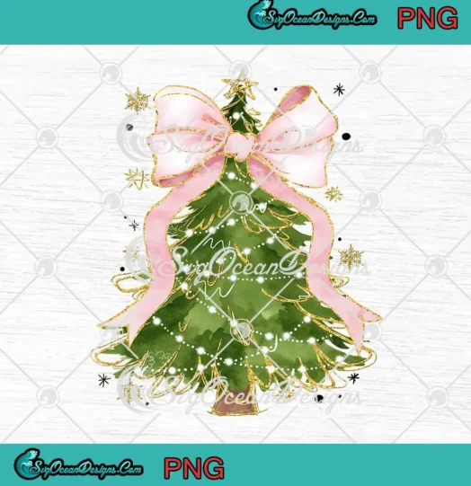 Coquette Glitter Christmas Tree PNG - Girls Christmas Coquette Bow PNG ...
