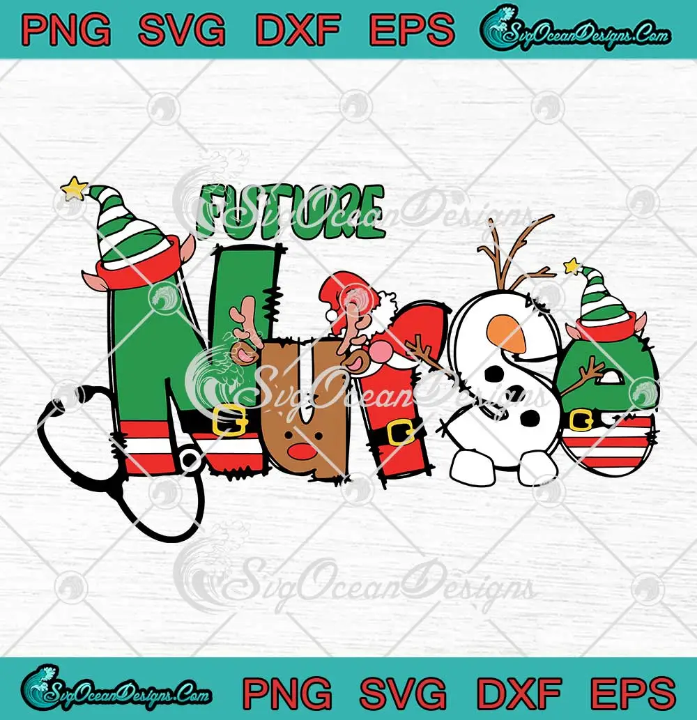 Future Nurse Christmas SVG - Elf Santa Hat Xmas SVG - Gift For Nurse ...