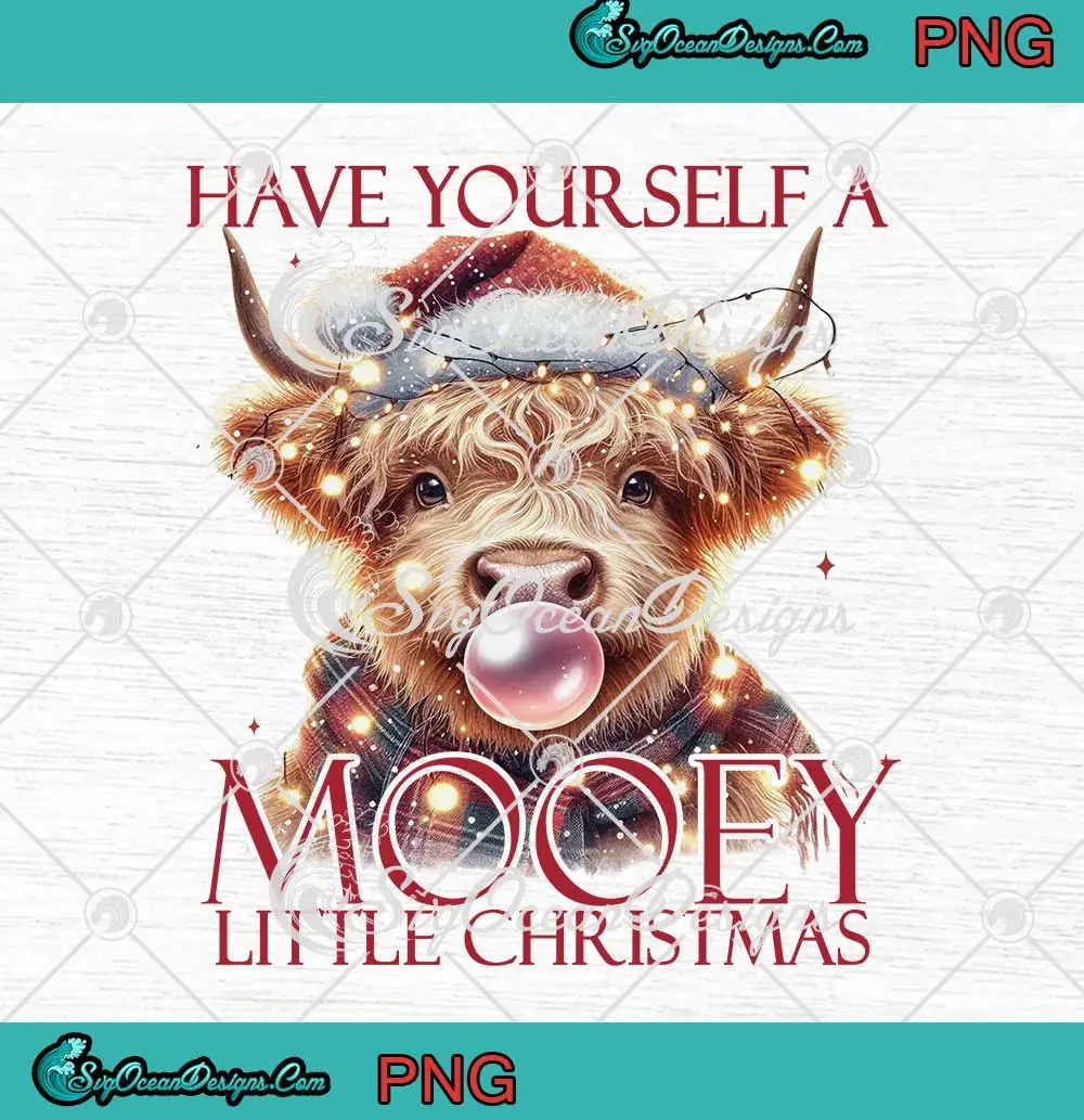 Have Yourself A Mooey Little Christmas PNG - Highland Cow PNG Clipart ...