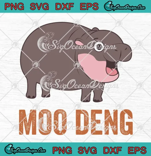 Moo Deng Pygmy Hippo SVG - Cute Baby Hippo SVG PNG, Cricut File