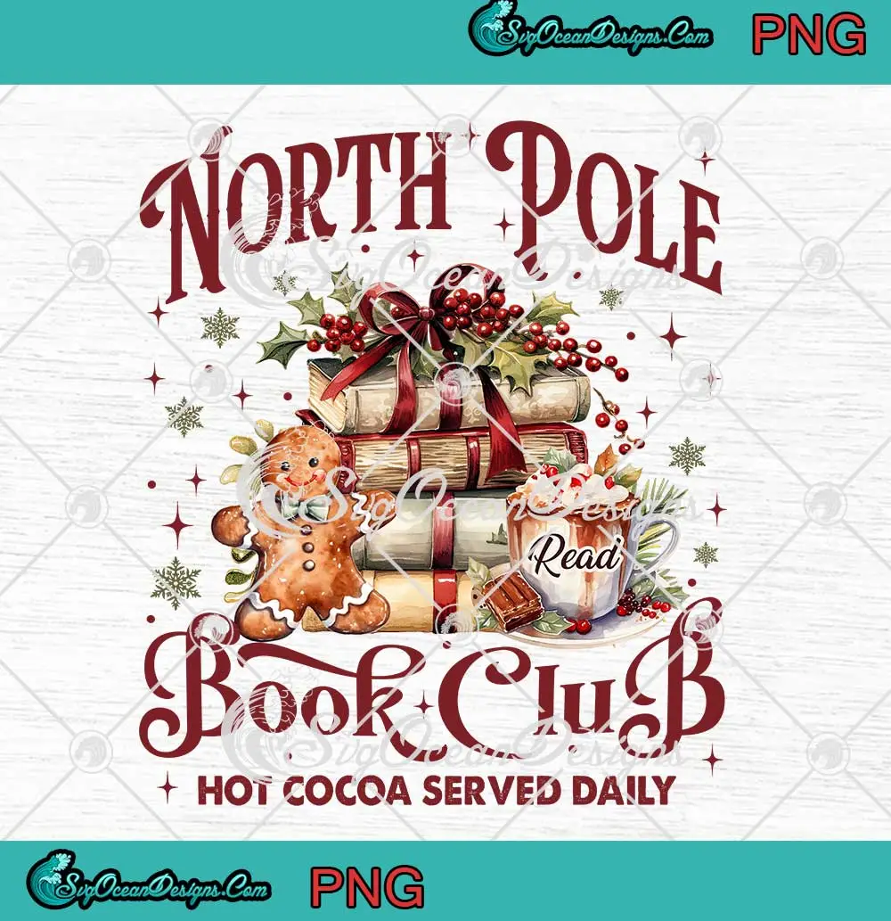 North Pole Book Club PNG - Hot Cocoa Served Daily PNG - Reading ...