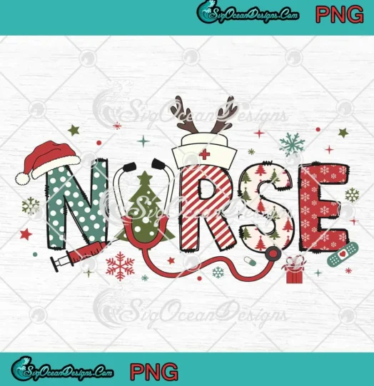 Nurse Christmas Doodle Letters PNG - Nursing Xmas PNG Clipart, Digital ...