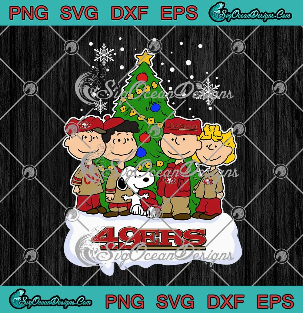 San Francisco 49ers Peanuts Xmas SVG - Snoopy And Friends Christmas Tree SVG PNG, Cricut File