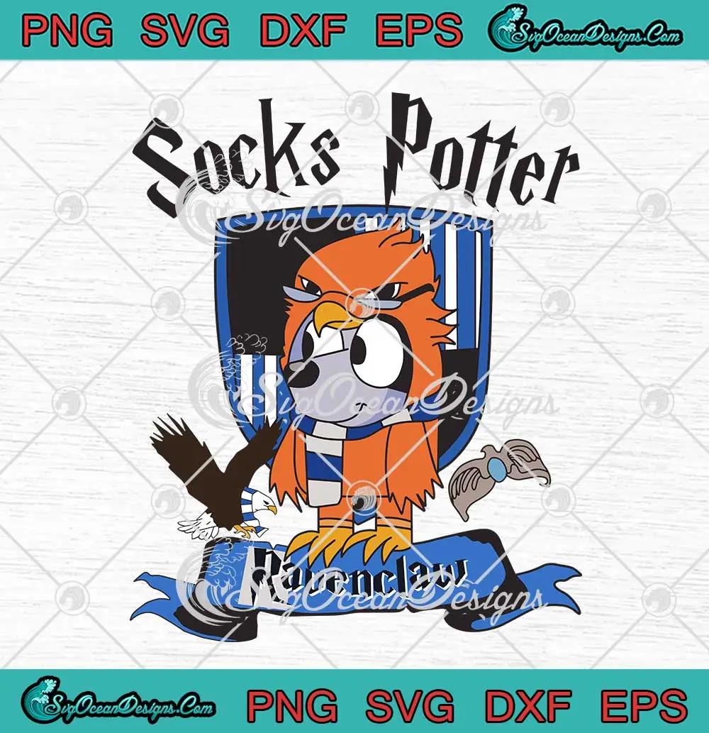 Socks Potter Ravenclaw SVG - Bluey Harry Potter SVG PNG, Cricut File