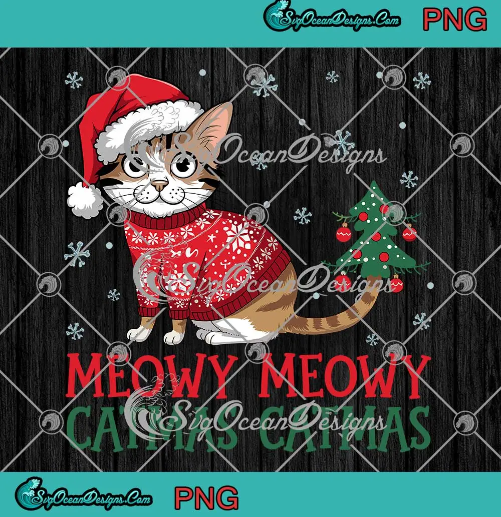 Meowy Meowy Catmas Catmas PNG - Funny Christmas Cat Holiday PNG Clipart ...