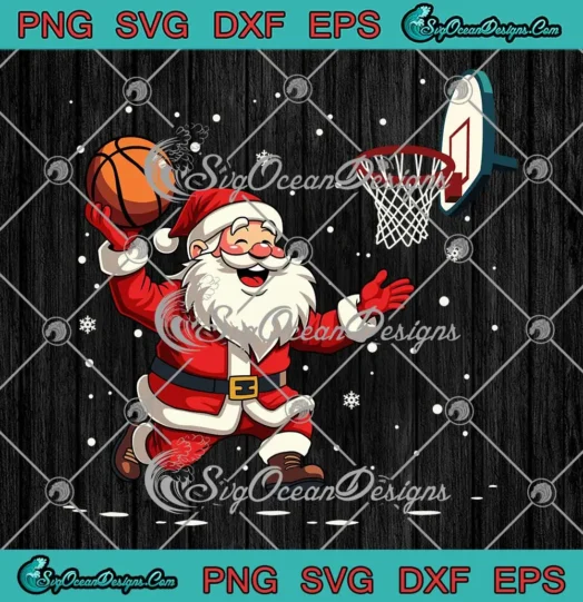 Santa Claus Playing Basketball SVG - Xmas Basketball Christmas SVG PNG ...