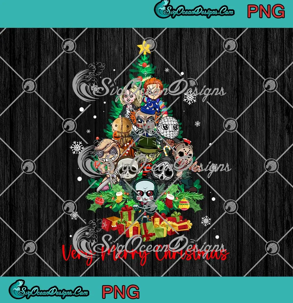 Very Merry Christmas PNG - Chibi Horror Characters Christmas Tree PNG ...