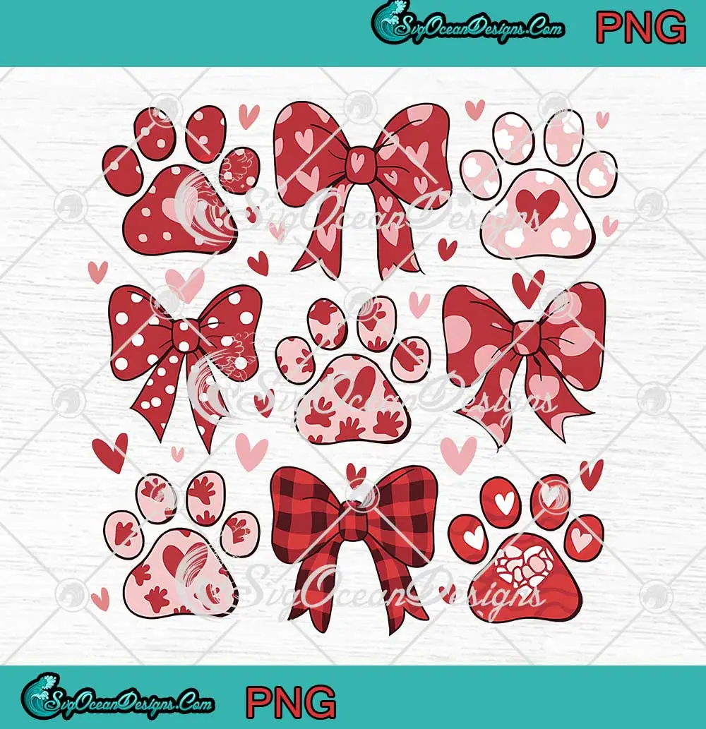 Dog Paw Valentine Coquette Bow PNG - Dog Mom Valentine's Day PNG ...