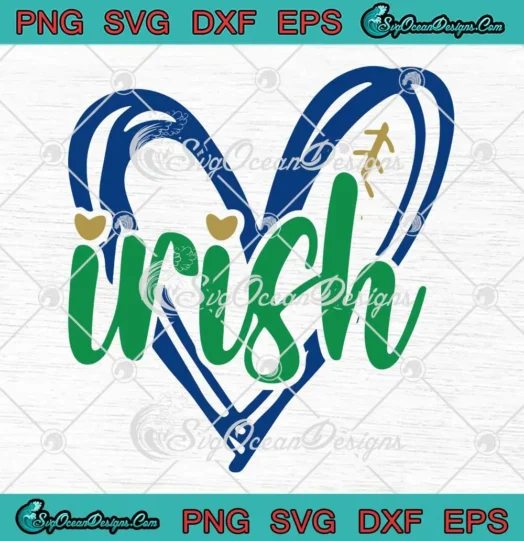 Notre Dame Irish Heart Football SVG - Notre Dame Fighting Irish SVG PNG ...