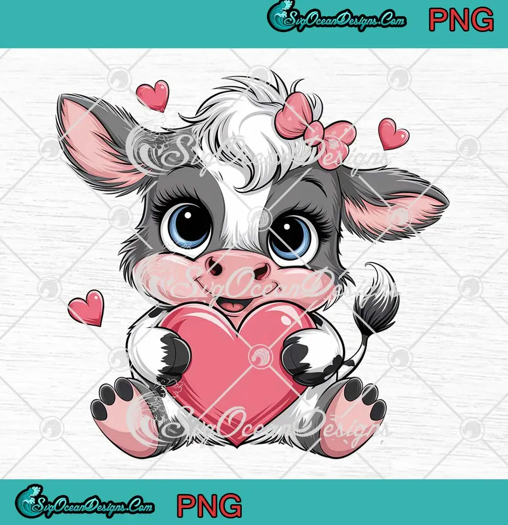 Valentine Cow Hugs Heart PNG - Happy Valentine's Day PNG Clipart ...