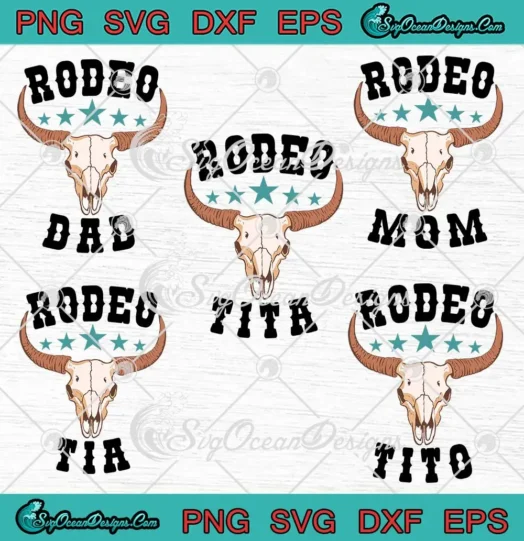 Western Bull Skull Family Rodeo SVG - Birthday Cowboy