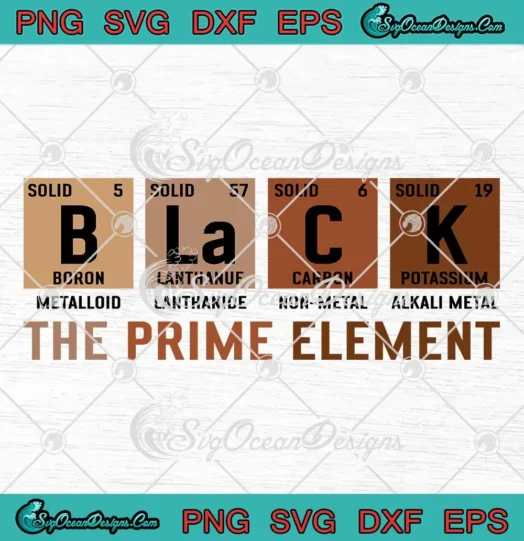 Black The Prime Element SVG - Periodic Table History Month SVG PNG ...
