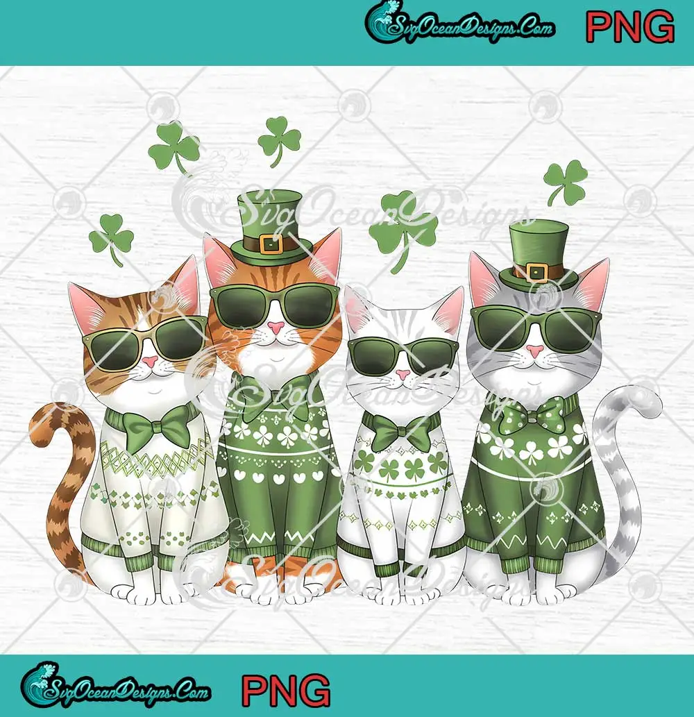 Patrick's Day Cat Leprechaun PNG - Lucky Cats Happy St. Catrick's Day PNG Clipart, Digital Download