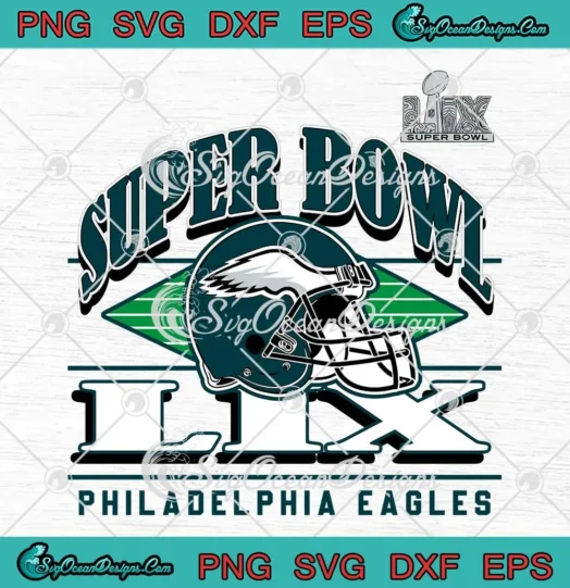 Vintage Super Bowl LIX 2025 SVG - Philadelphia Eagles Football Helmet SVG PNG, Cricut File