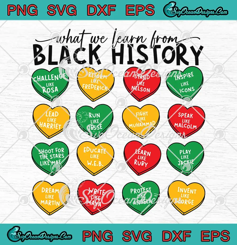 What We Learn From Black History Hearts SVG - Black History Month SVG PNG, Cricut File