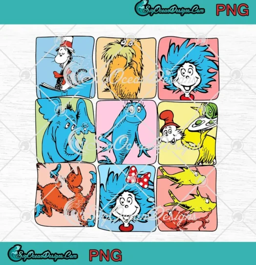 Dr. Seuss Friends PNG - Reading Day PNG - Read Across America PNG ...