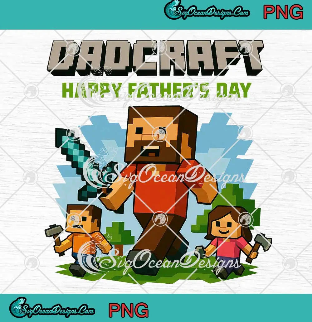 Dadcraft Happy Father's Day PNG - Minecraft Gamer Dad Gaming PNG ...