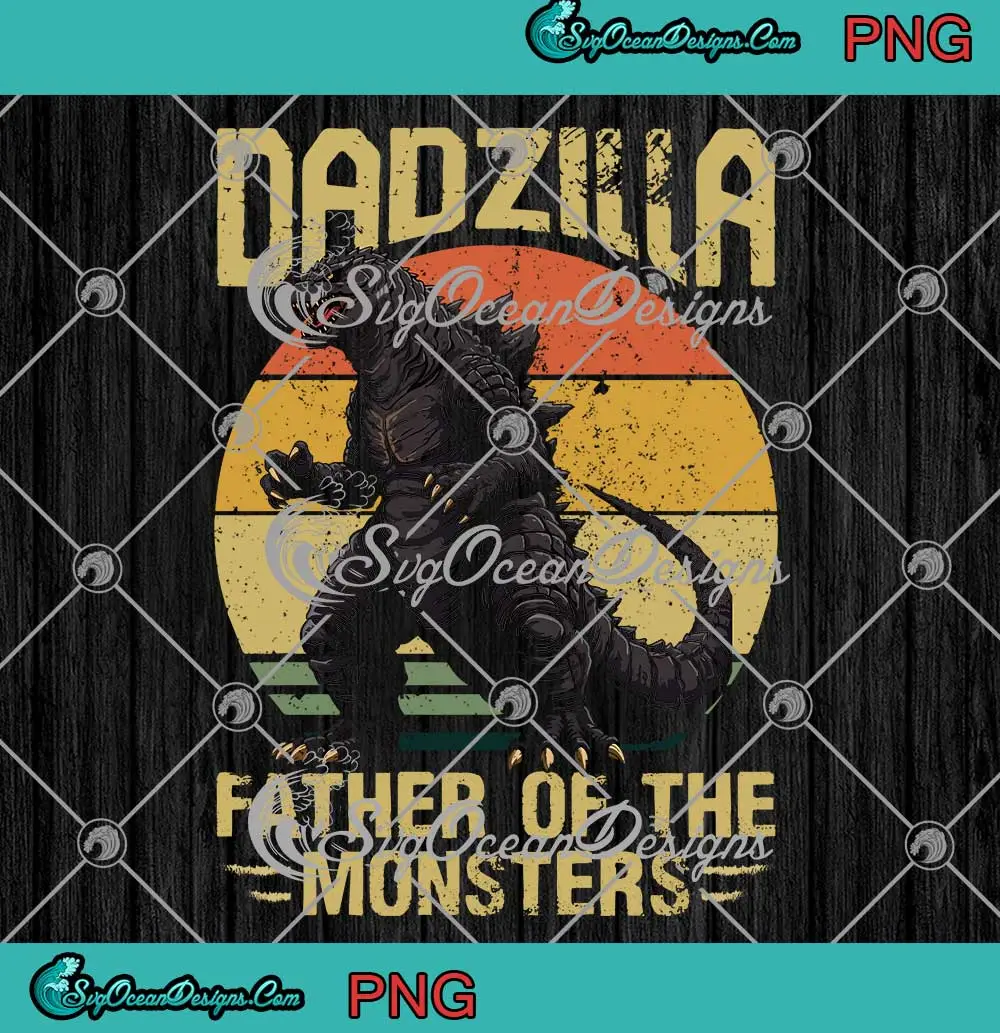 Dadzilla Father Of The Monsters PNG - Godzilla Dad Vintage PNG Clipart ...