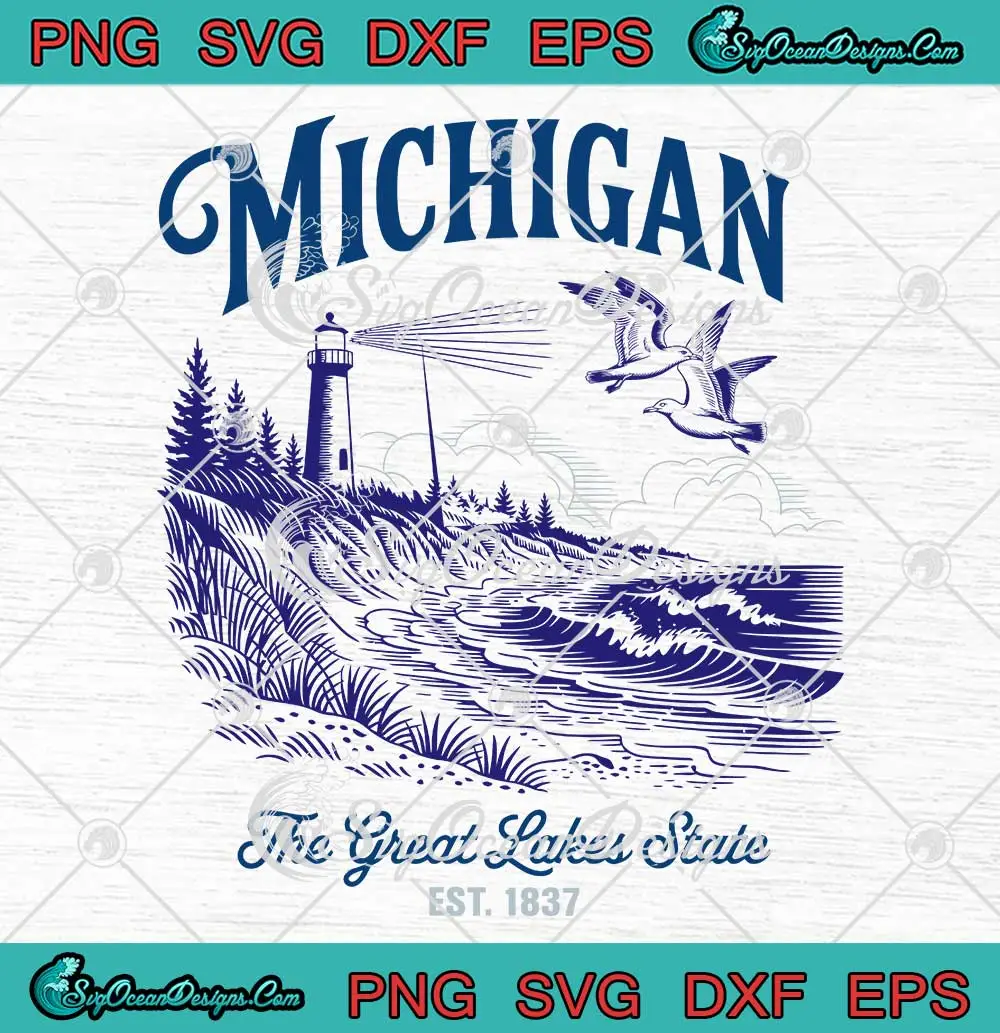Michigan The Great Lakes State SVG - Vintage America State Gift SVG PNG ...