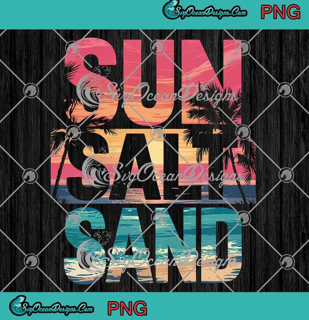 Sun Salt Sand Retro Summer Vibes PNG - Summer Vacation PNG Clipart ...