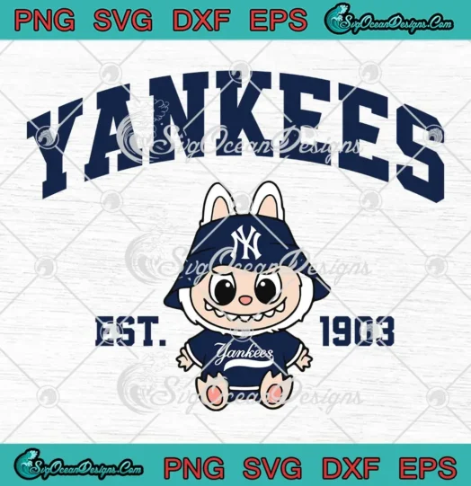 Cute Labubu New York Yankees SVG - Labubu The Monster Baseball SVG PNG ...