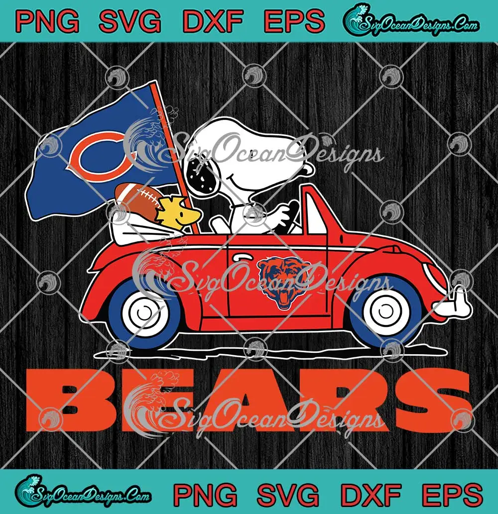 Snoopy And Woodstock Driving Car SVG - Chicago Bears 2025 SVG PNG ...